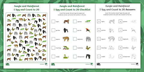 Jungle-Themed 1 to 12 Counting Matching Puzzle