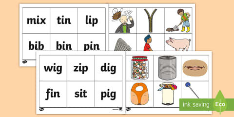 Four in a Row Mixed CVC Words Game