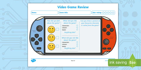 KS2 Video Game Rating and Review Worksheet