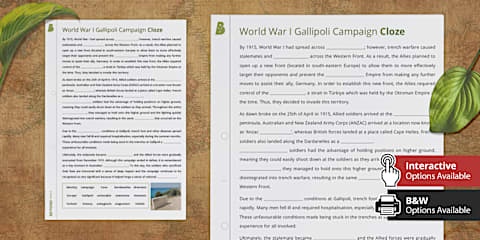 World War I: Reading Comprehension Activity
