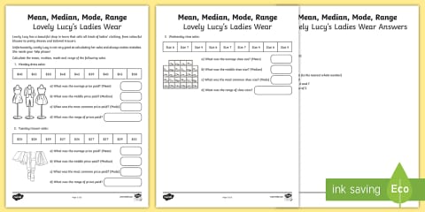 Mean, Median, Mode & Range Pack