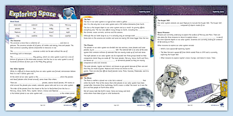 Planets and the Solar System Differentiated Comprehension Worksheets