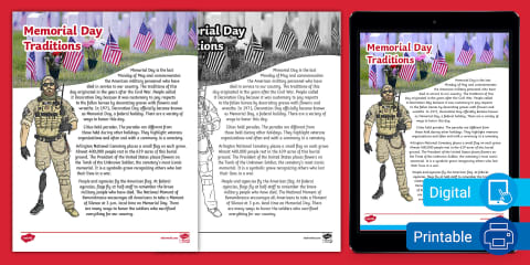 Memorial Day Activity Pack for 6th-8th Grade