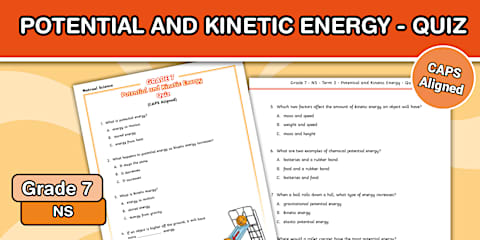 Grade 7 - Natural Science - Potential and Kinetic Energy - Worksheet ...