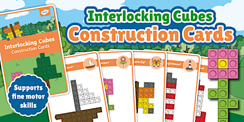 Interlocking Cubes Number Construction Challenge Cards