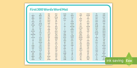 300 Common High-Frequency Words Word Mats