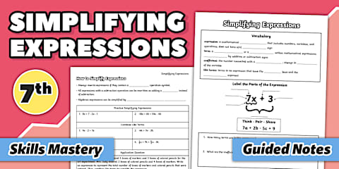 Sixth Grade Identifying Parts of an Expression Worksheet