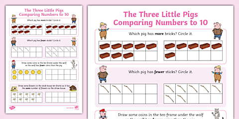 The Three Little Pigs Comparing Numbers to 20 Activity