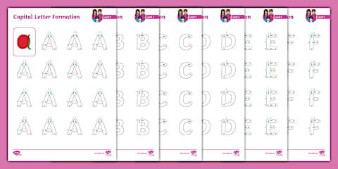 Uppercase A-Z Letter Formation Worksheets