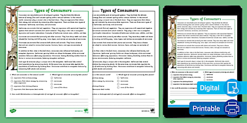Sixth Grade Organisms in an Ecosystem Scientific Reading Passage and ...