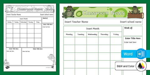This Week Next Week Newsletter Template for PreK-K