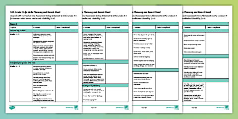 SID: Grade 5 Life Skills Planning and Record Sheet