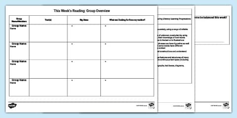 Reading Groups Record Planning Template