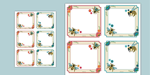Bee-Themed Editable Tray Labels