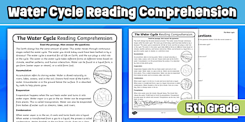 Fourth Grade Water Cycle Reading Comprehension Worksheet