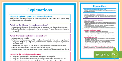 Y4 Information Texts: Explanation Model/Example Text