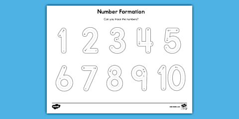 Number Formation Tracing Strips 0-20