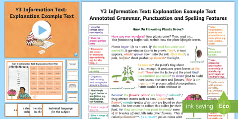 Y4 Information Texts: Explanation Model/Example Text