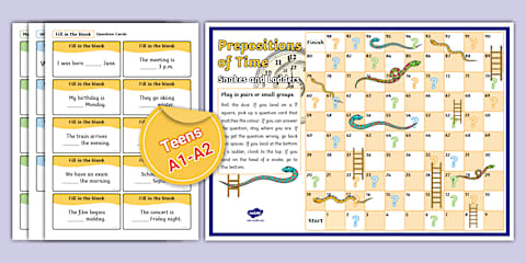 ESL Prepositions of Time PowerPoint [Teens A1-A2]