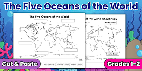Second Grade Continents and Oceans Reading Comprehension Worksheet