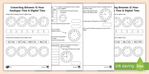 Digital Time: Quarter To and Quarter Past Worksheet