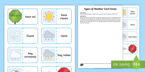 Weather Word and Picture Matching Worksheet English/Spanish