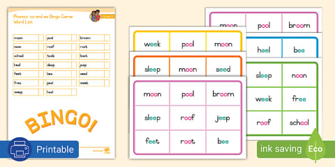 'ee' and 'oo' Sounds Matching Activity
