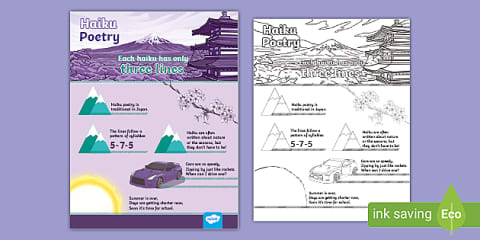 Writing Haiku Poems Worksheet for 6th-8th Grade