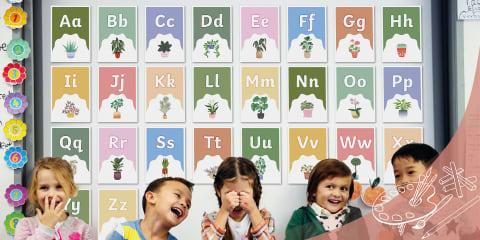 Muted Rainbow Lower-Case Alphabet Flashcards