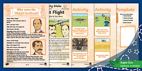 KS1 The Wright Brothers Cut and Stick Sequencing Activity