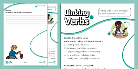 Action, Linking and Helping Verbs Activity Sheet