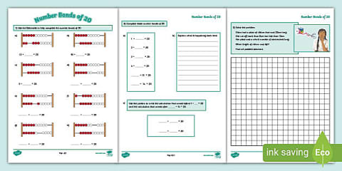 KS2 Number Bonds of 20 Maths Mastery Challenge Cards