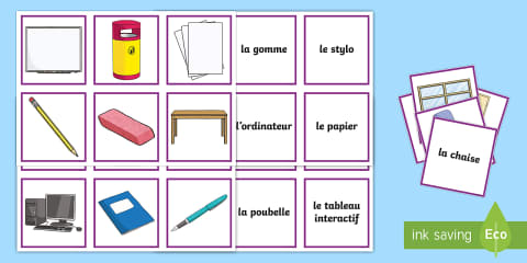 Classroom Objects Large Display Poster French