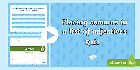 Commas Within Lists KS2 English Multiple Choice Quiz