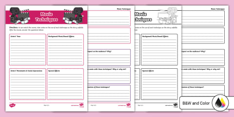 Movie Notes Graphic Organizer for 6th-8th Grade