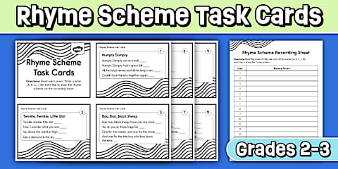 Rhyme Scheme Worksheet for 3rd-5th Grade