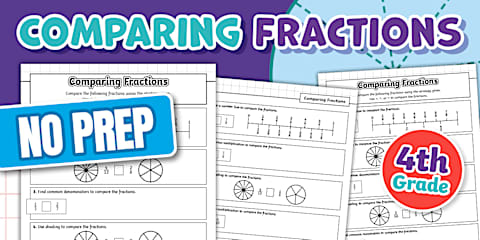 Fourth Grade Strategies for Comparing Fractions Activity Pack