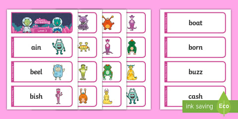 Phase 5 Flashcards Real and Alien Words
