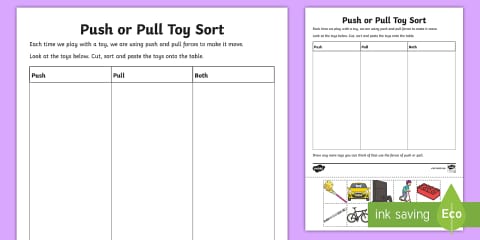 Printable Push and Pull Worksheets for Kindergarten - EYLF