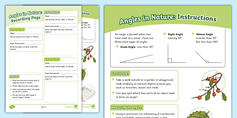 Angles in Everyday Life Open-Ended Worksheet