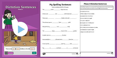 Phase 2 Phonics Dictation Sentences Resource Pack