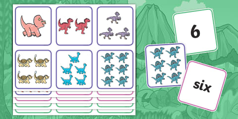 Dinosaur Number Matching Game - Counting to 10