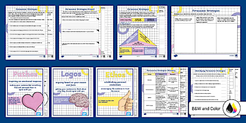 Rhetorical Appeals Ethos, Pathos, & Logos Notes Worksheet for 6th-8th Grade