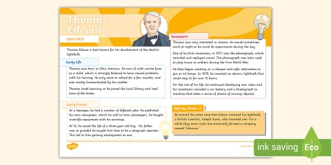 Thomas Edison Biography Template