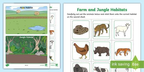 Woodland and Ocean Habitats Animal Sorting Worksheet