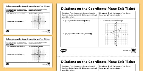 Eighth Grade Coordinate Point Dilation Transformations Matching Cards
