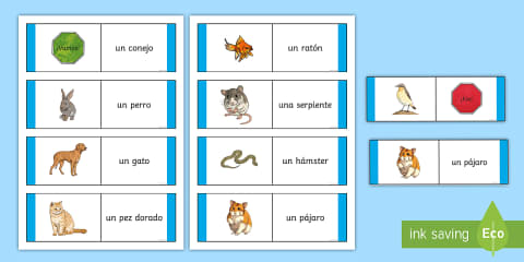 Spanish: Animals Match and Say Activity Sheet