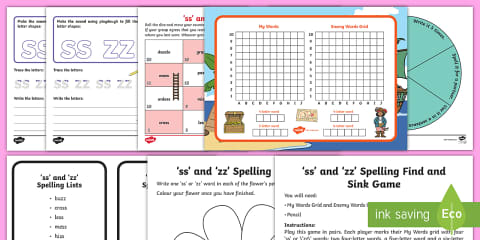 'ss' Spelling List Activity Sheets