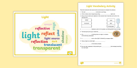 KS2 Year 3 Light Revision Activity Mat