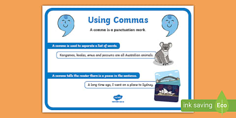 Using Commas to Separate Items in a List Lesson Teaching Pack